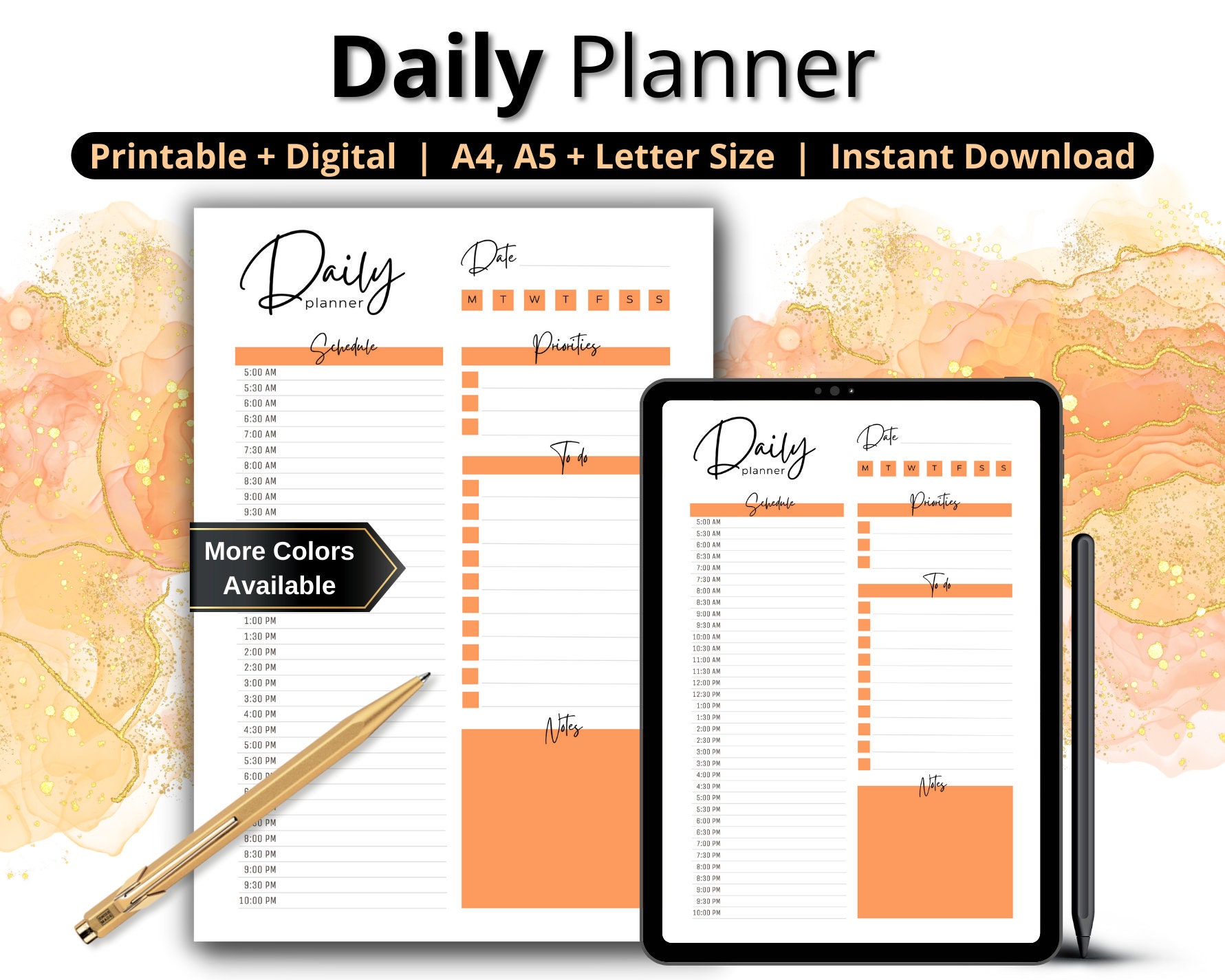 Printable Daily Planner, Digital Daily Planner, Undated Planner ...