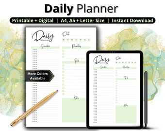 Printable Daily Planner, Digital Daily Planner, Undated Planner ...