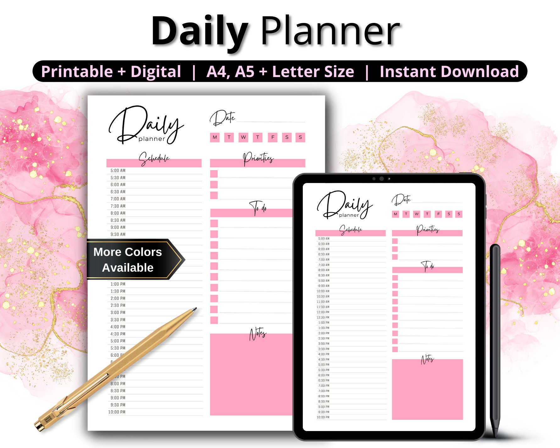 Printable Daily Planner, Digital Daily Planner, Undated Planner ...
