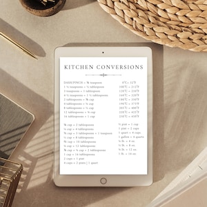 Kitchen Conversions Cheat Sheet Printable Measurement Guide Instant ...