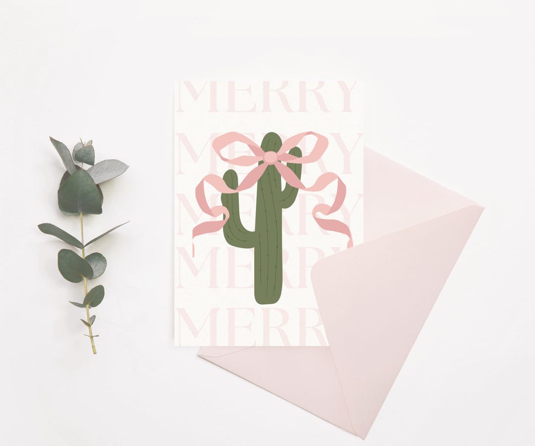 Printable Christmas Cards | Cactus Christmas Card | 5x7 Holiday Card ...