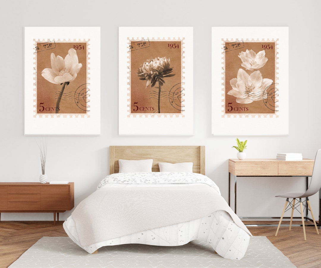 Postage Stamp Art Postage Stamp Decor Vintage Floral Decor - Etsy