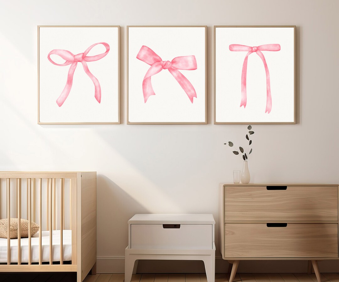 Bow Coquette Print | Dorm Room Decor | Pink Bows Print | Coquette ...