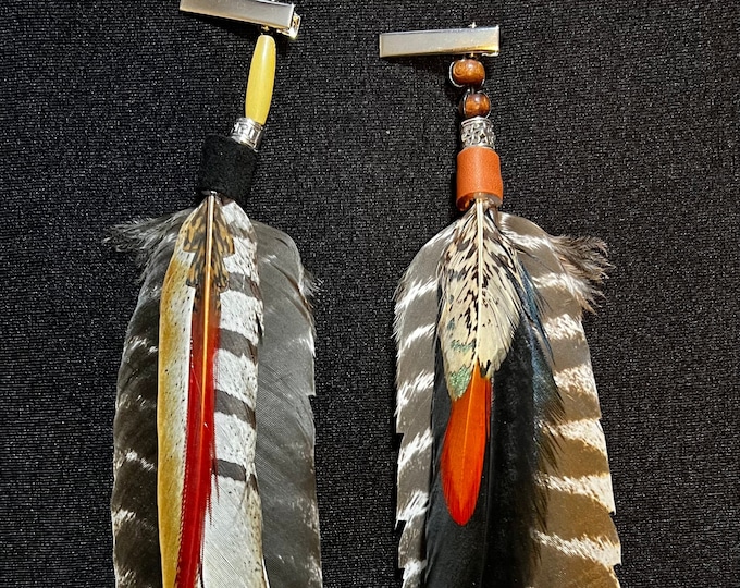 Feather Clip With Natural Feathers of Live Eagle Owl, Hair Accessories ...