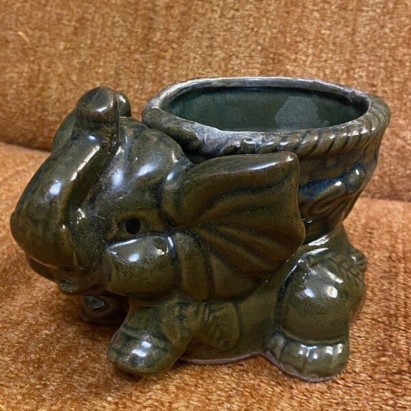 Vintage Green Elephant Planter - Etsy