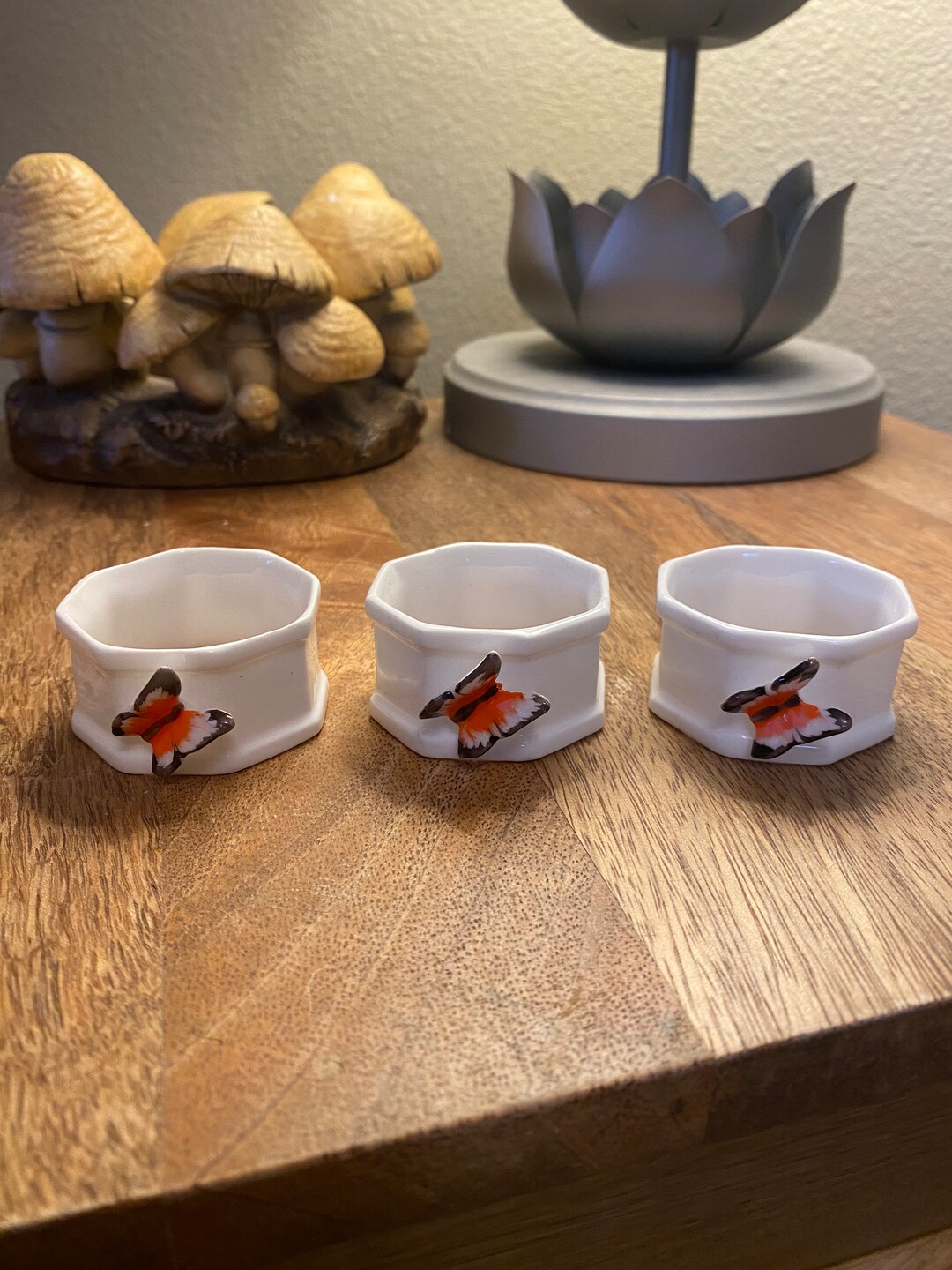 Set of 3 Bone China Napkin Rings With Butterflies - Etsy