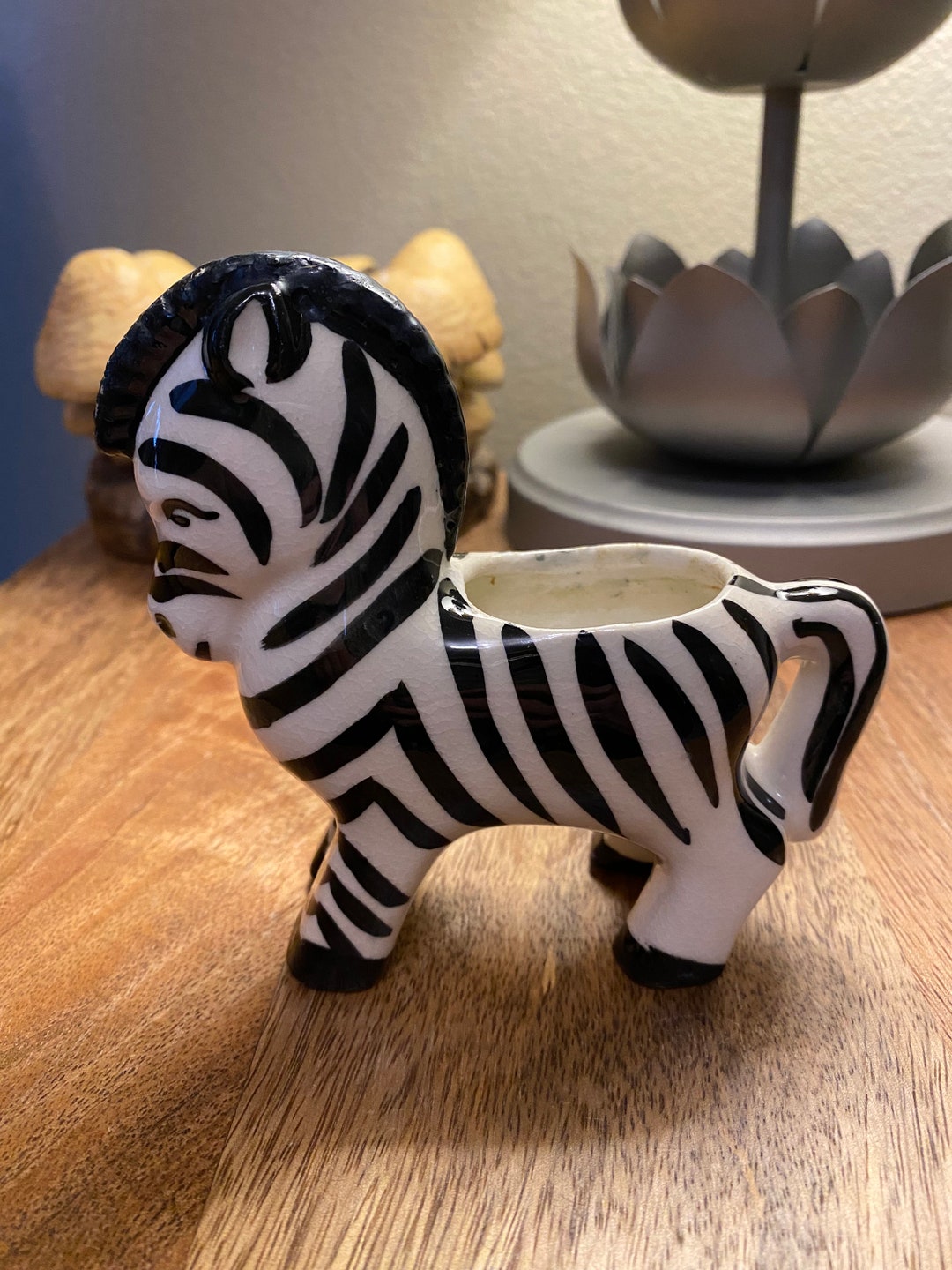 Vintage Zebra Planter - Etsy