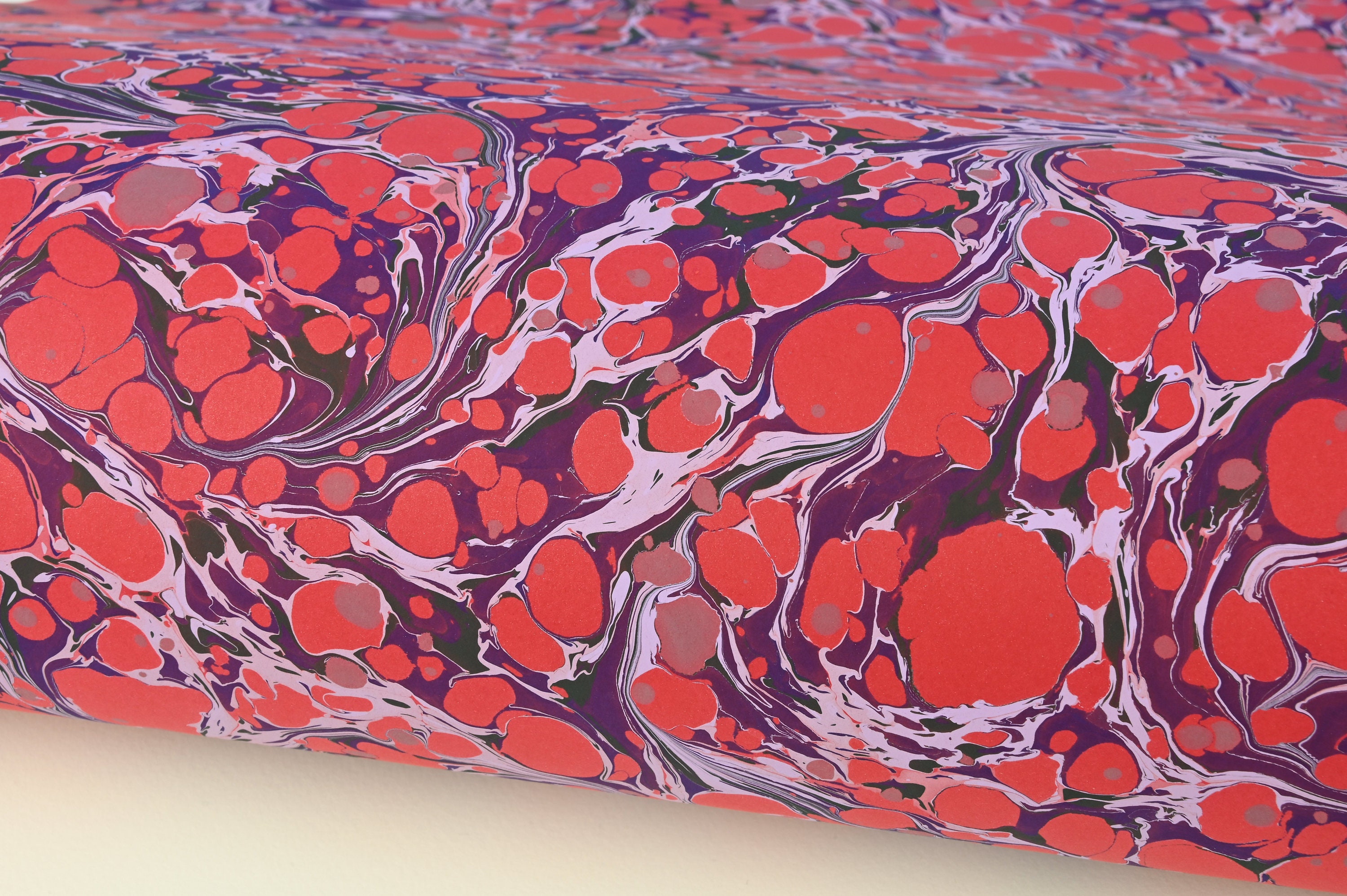 Veins on Poppy Red Marbled Paper - Etsy