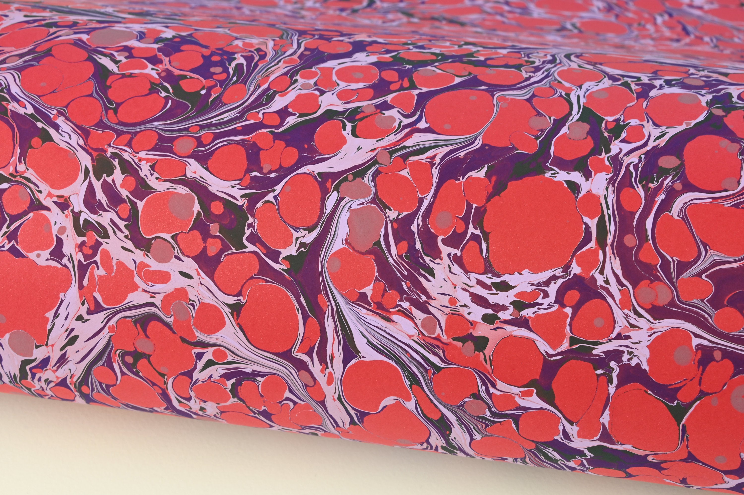 Veins on Poppy Red Marbled Paper - Etsy