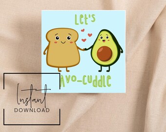 Avocado Printable Valentines Anniversary Greeting Card, Food Pun, Funny ...