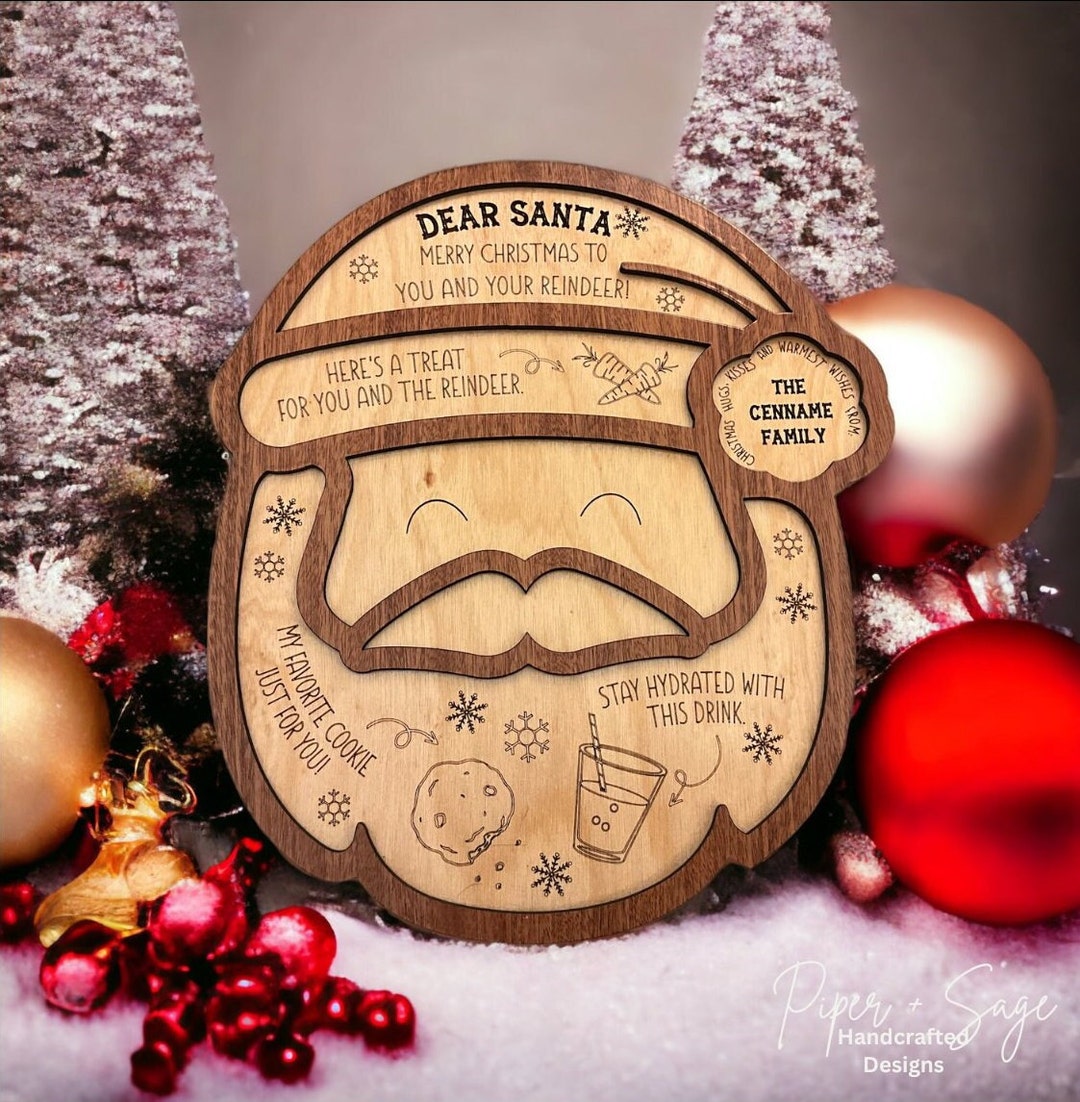 Santa's Milk and Cookie Board With Personalization - Etsy