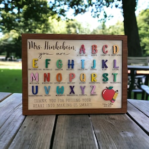 Teacher Thank You ABC Plaque, Teacher Appreciation, Teacher Gift ...