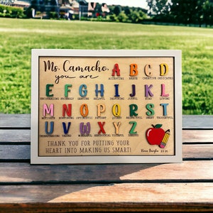 Teacher Thank You ABC Plaque, Teacher Appreciation, Teacher Gift ...