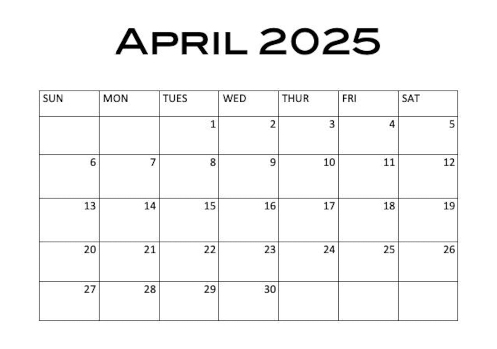 Printable Calendar 2025, April 2025 Calender, 2025 Calander, 2025 Wall ...