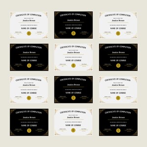 Editable Certificate of Completion Template, Gold Certificate Template ...