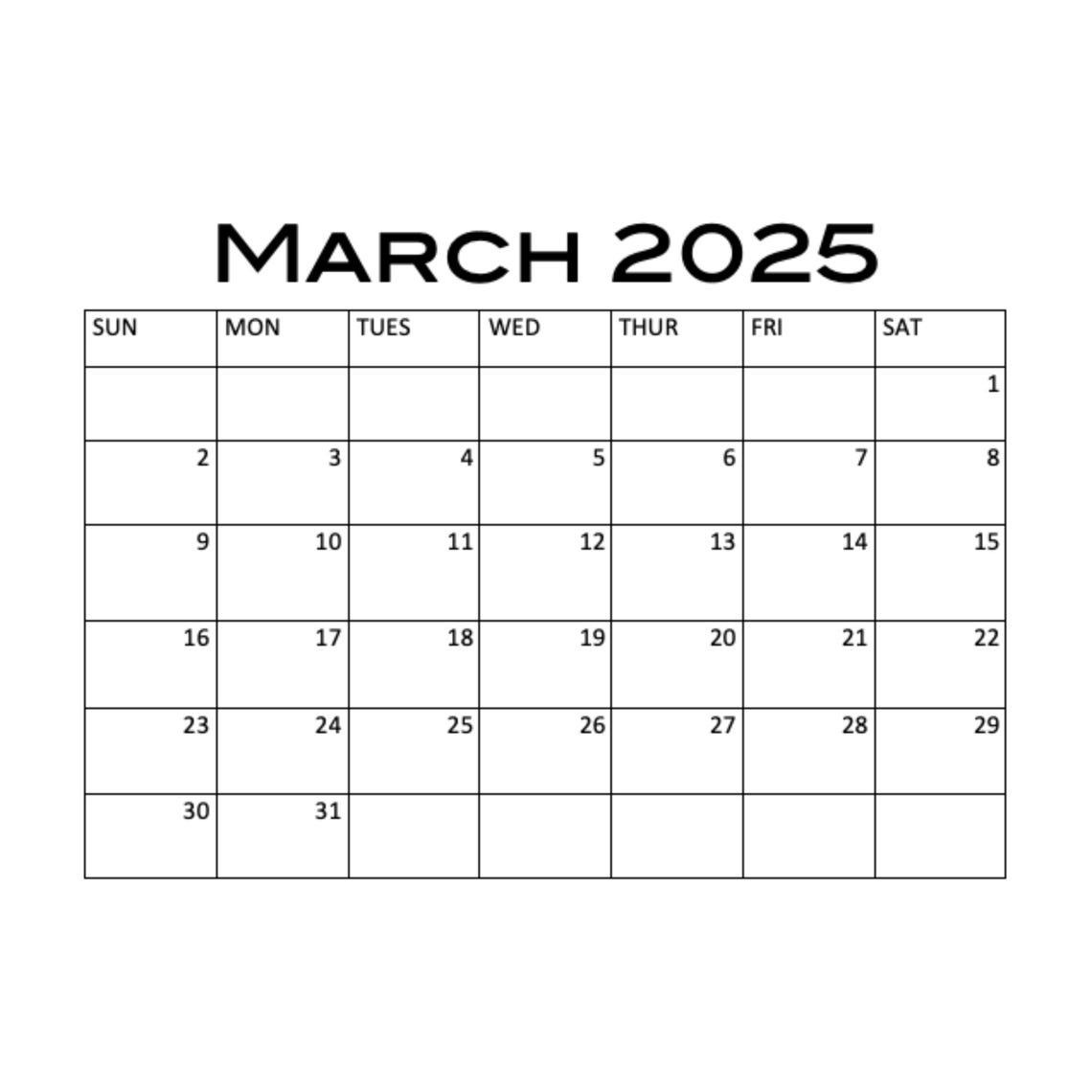 Printable Calendar 2025, March 2025 Calender, 2025 Calander, 2025 Wall ...
