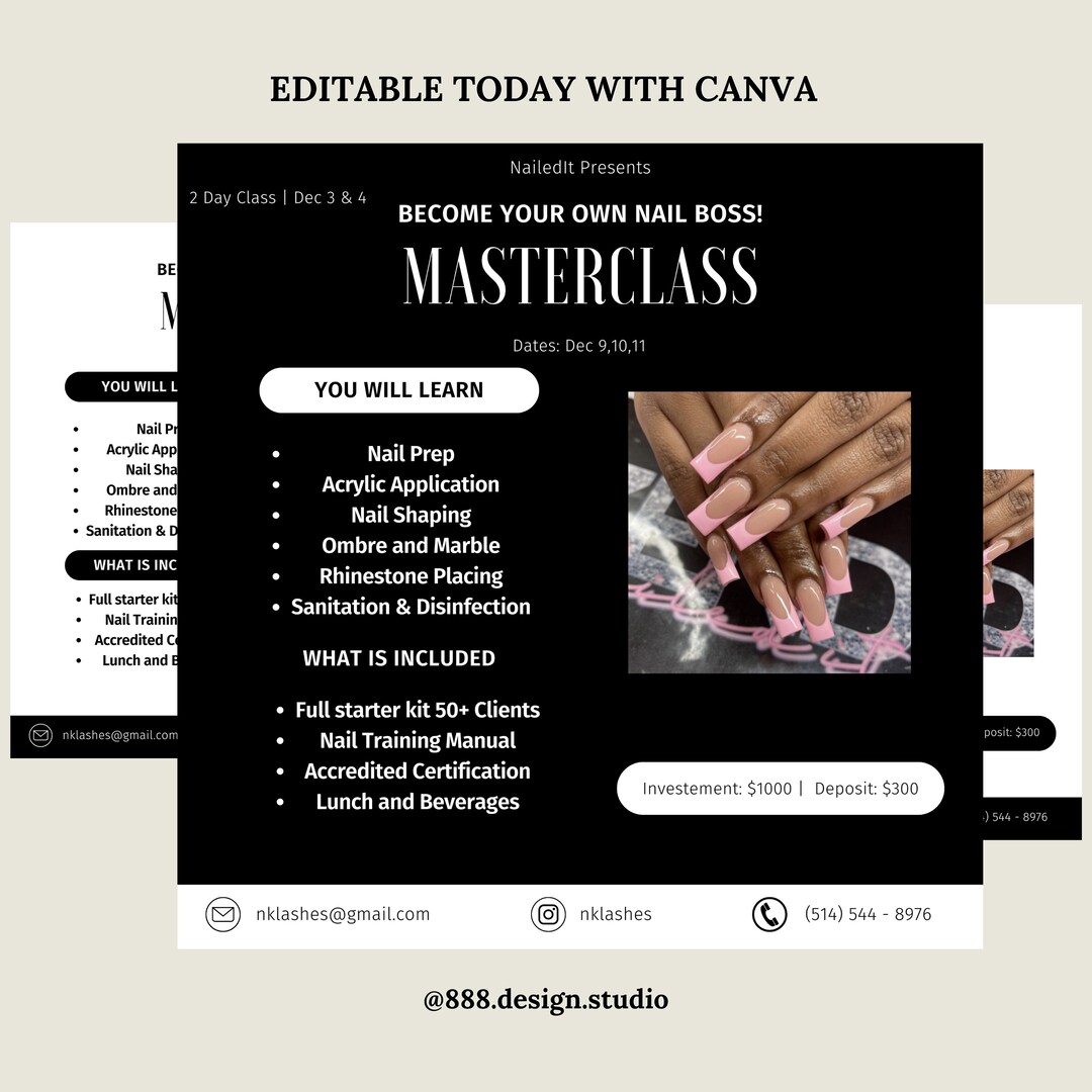 Beginners Nail Course Template, DIY Nail Class Instagram Template ...