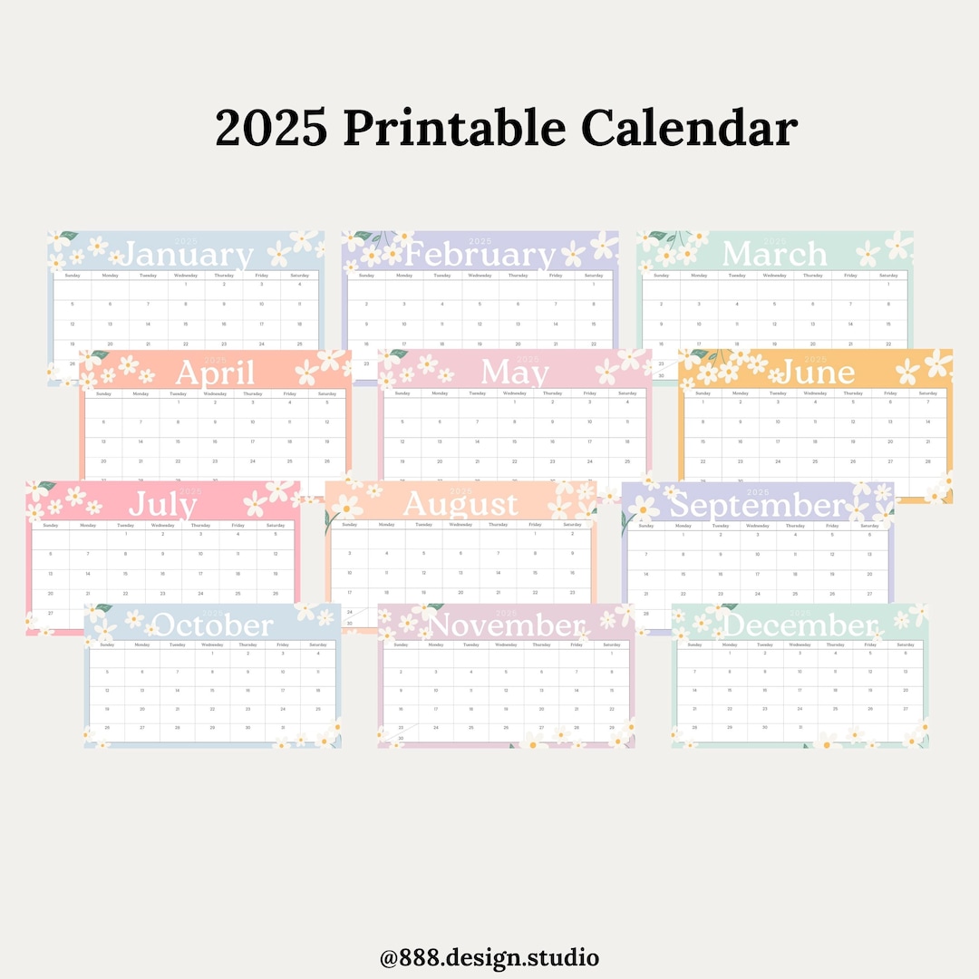 2025 Calendar Printable, Cute Kids Calendar 2025, Wall Calendar PDF ...