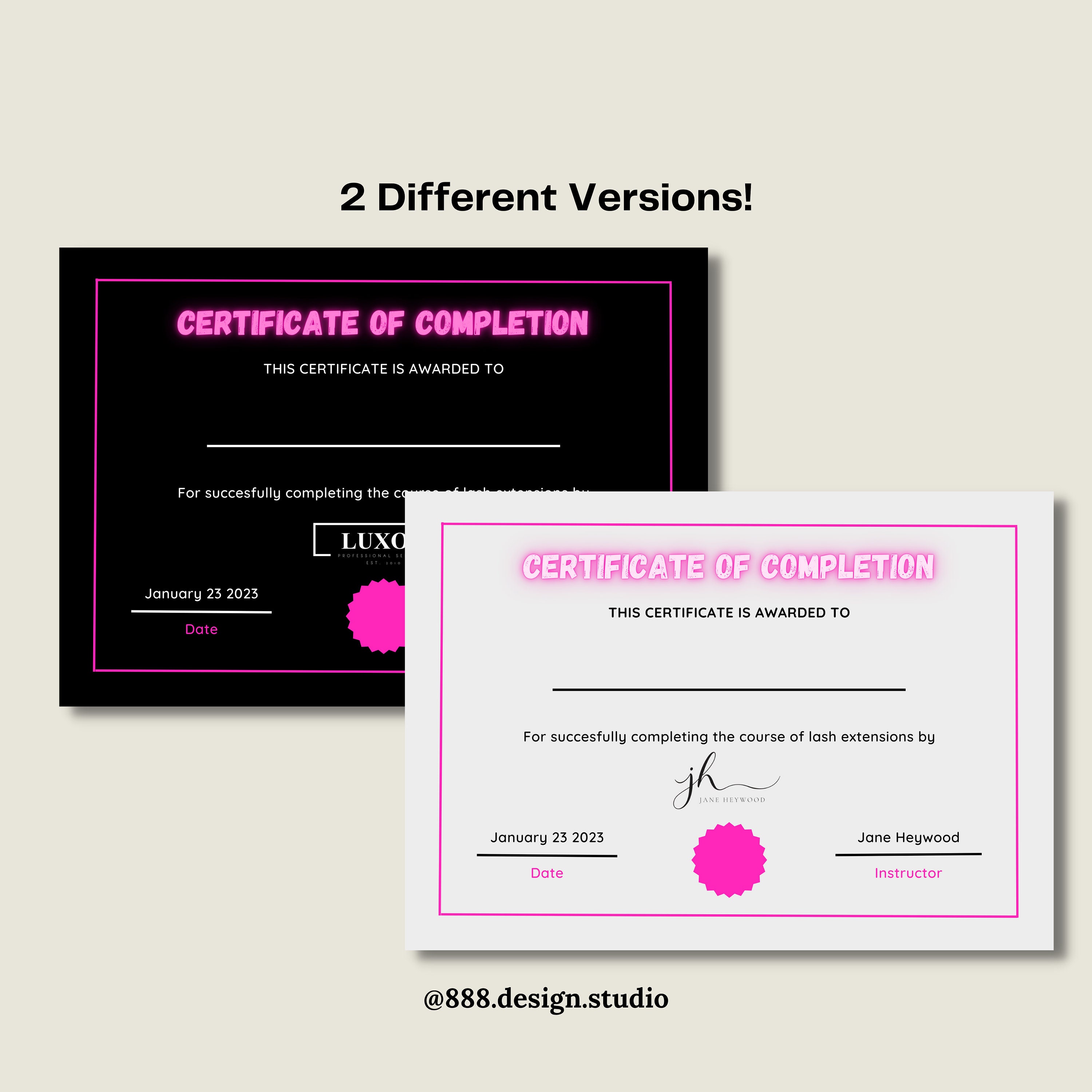 Lash Certificate of Completion Template, Editable Lash Extension ...