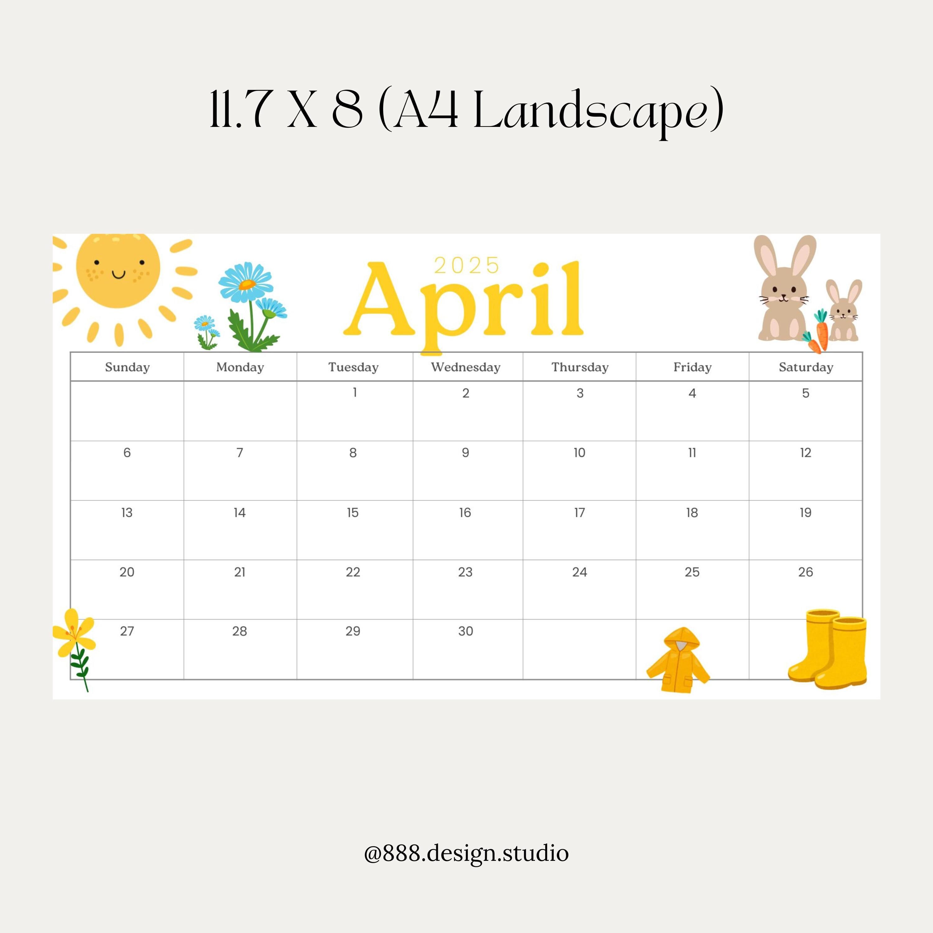 2025 Calendar Printable, Cute Kids Calendar 2025, Wall Calendar PDF ...