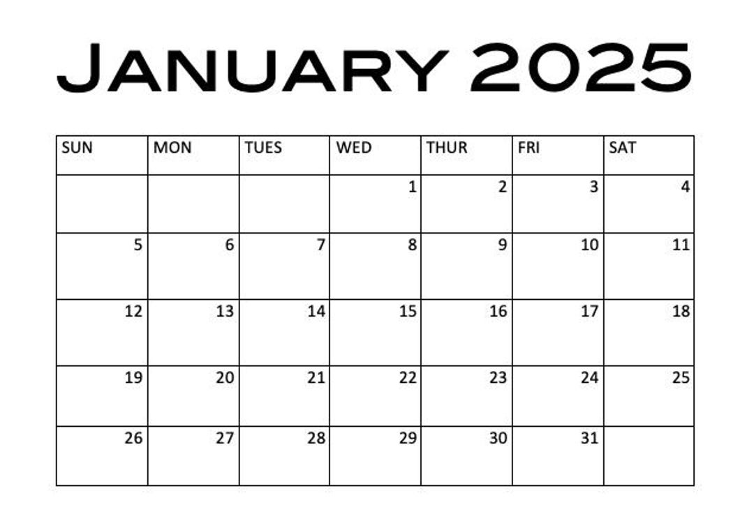 Printable Calendar 2025, January 2025 Calender, 2025 Calander, 2025 ...