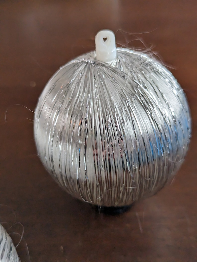 Vintage Sparkly Silver Satin Bulbs/ Christmas Ornaments/ Christmas Tree ...