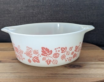 Vintage Pyrex Pink Gooseberry Pattern Pink on White 1 and 1/2 Quart ...