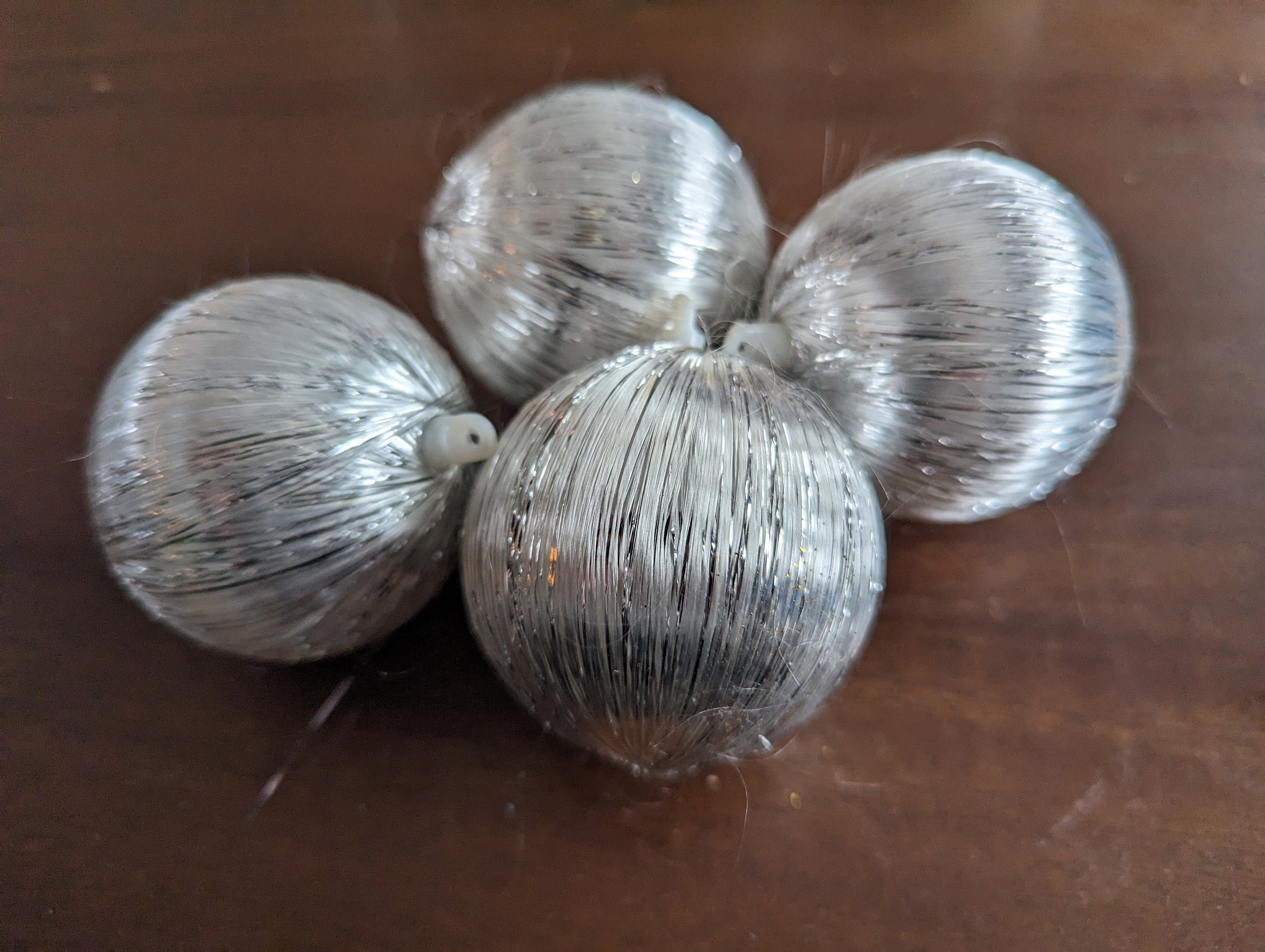 Vintage Sparkly Silver Satin Bulbs/ Christmas Ornaments/ Christmas Tree ...