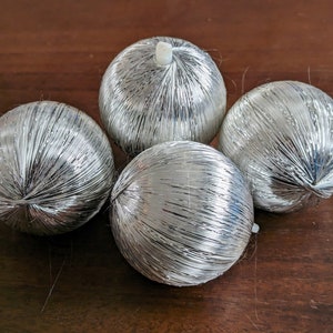 Vintage Sparkly Silver Satin Bulbs/ Christmas Ornaments/ Christmas Tree ...