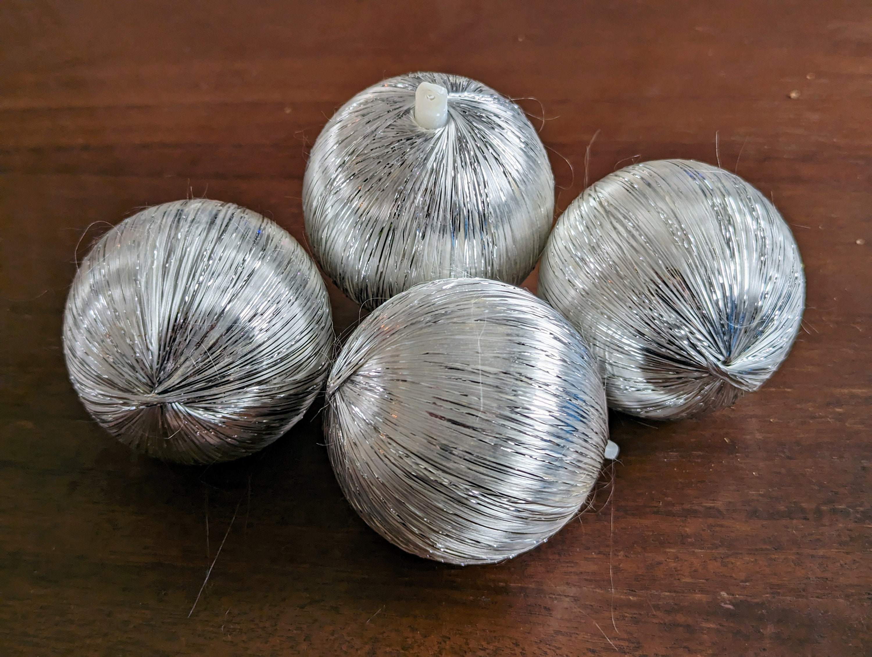 Vintage Sparkly Silver Satin Bulbs/ Christmas Ornaments/ Christmas Tree ...