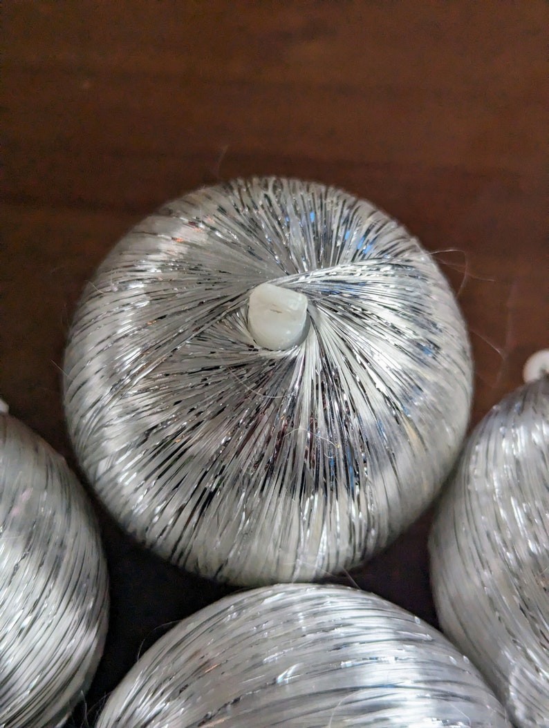 Vintage Sparkly Silver Satin Bulbs/ Christmas Ornaments/ Christmas Tree ...