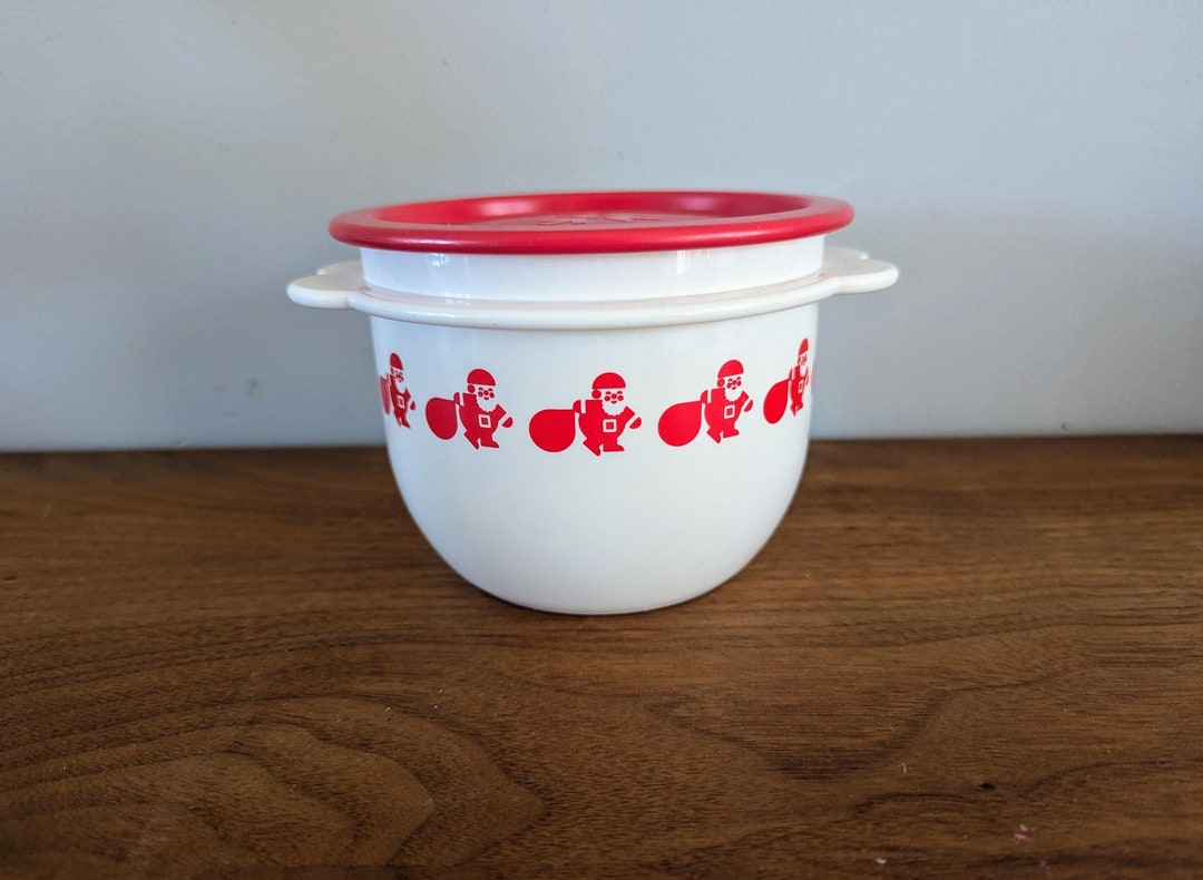 Vintage Christmas Tupperware Container With Lid | Santa Tupperware - Etsy