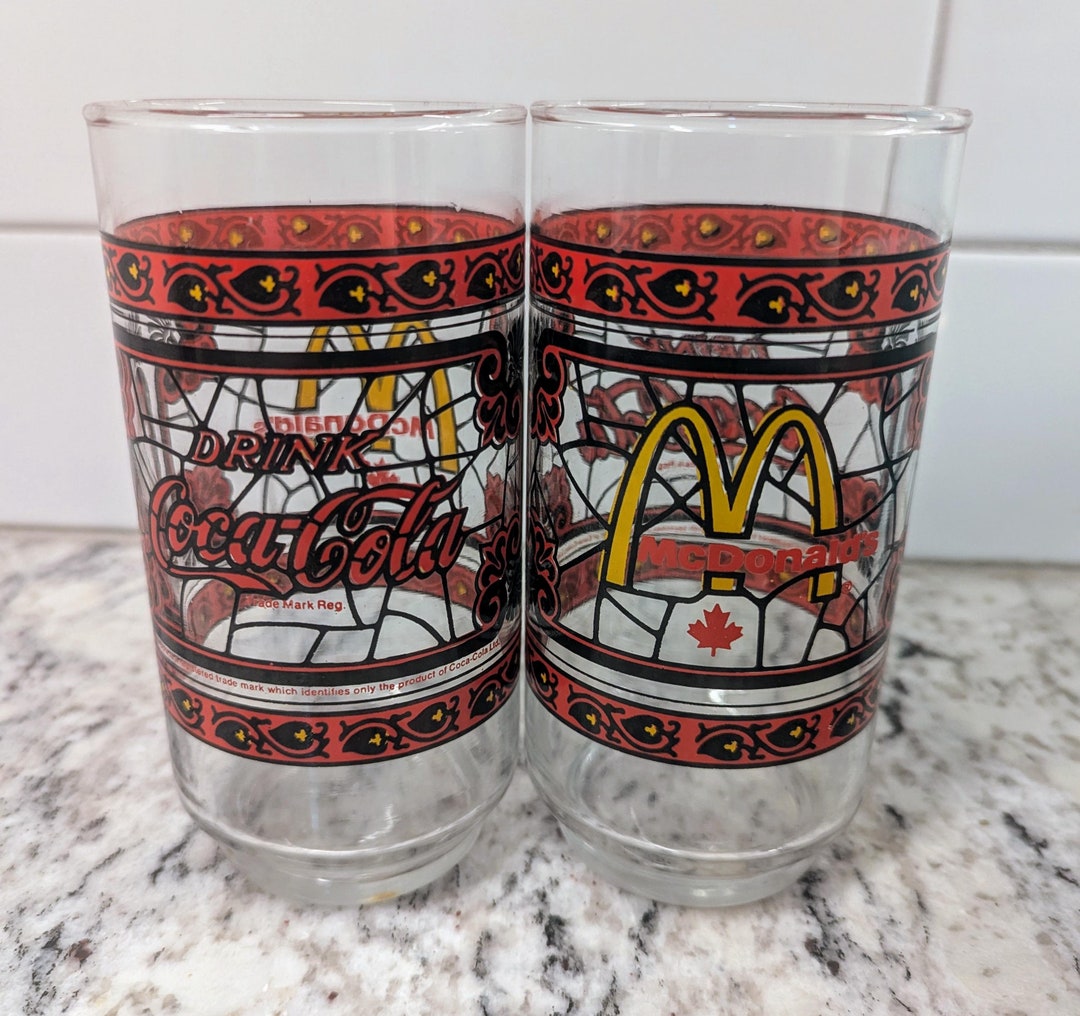 Vintage Coca-cola Stained Glass Mcdonald's Glasses | Set of 2 - Etsy
