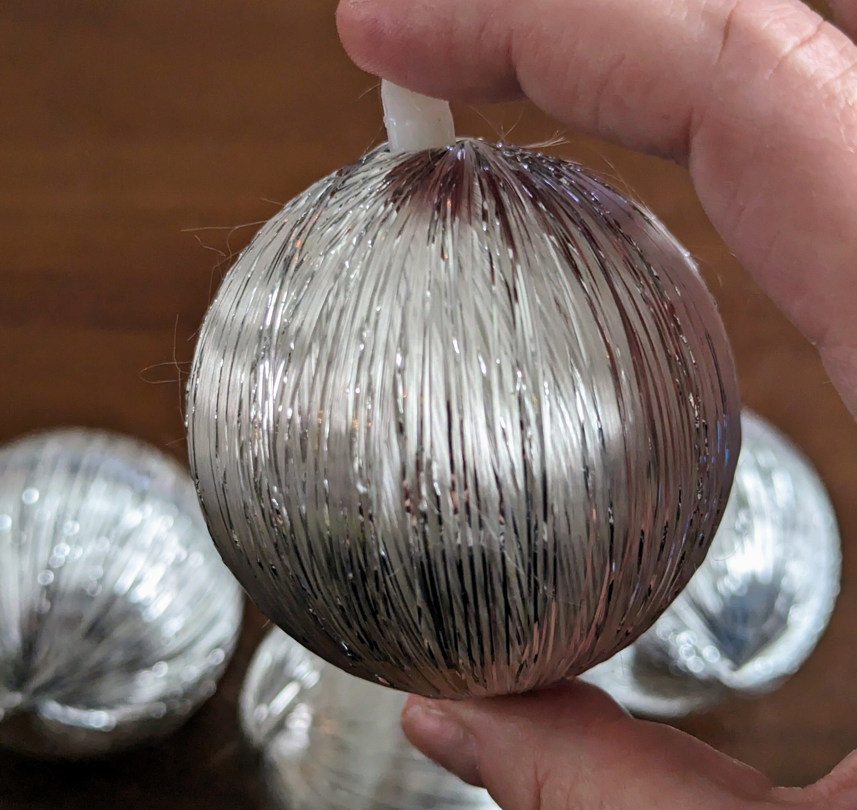 Vintage Sparkly Silver Satin Bulbs/ Christmas Ornaments/ Christmas Tree ...