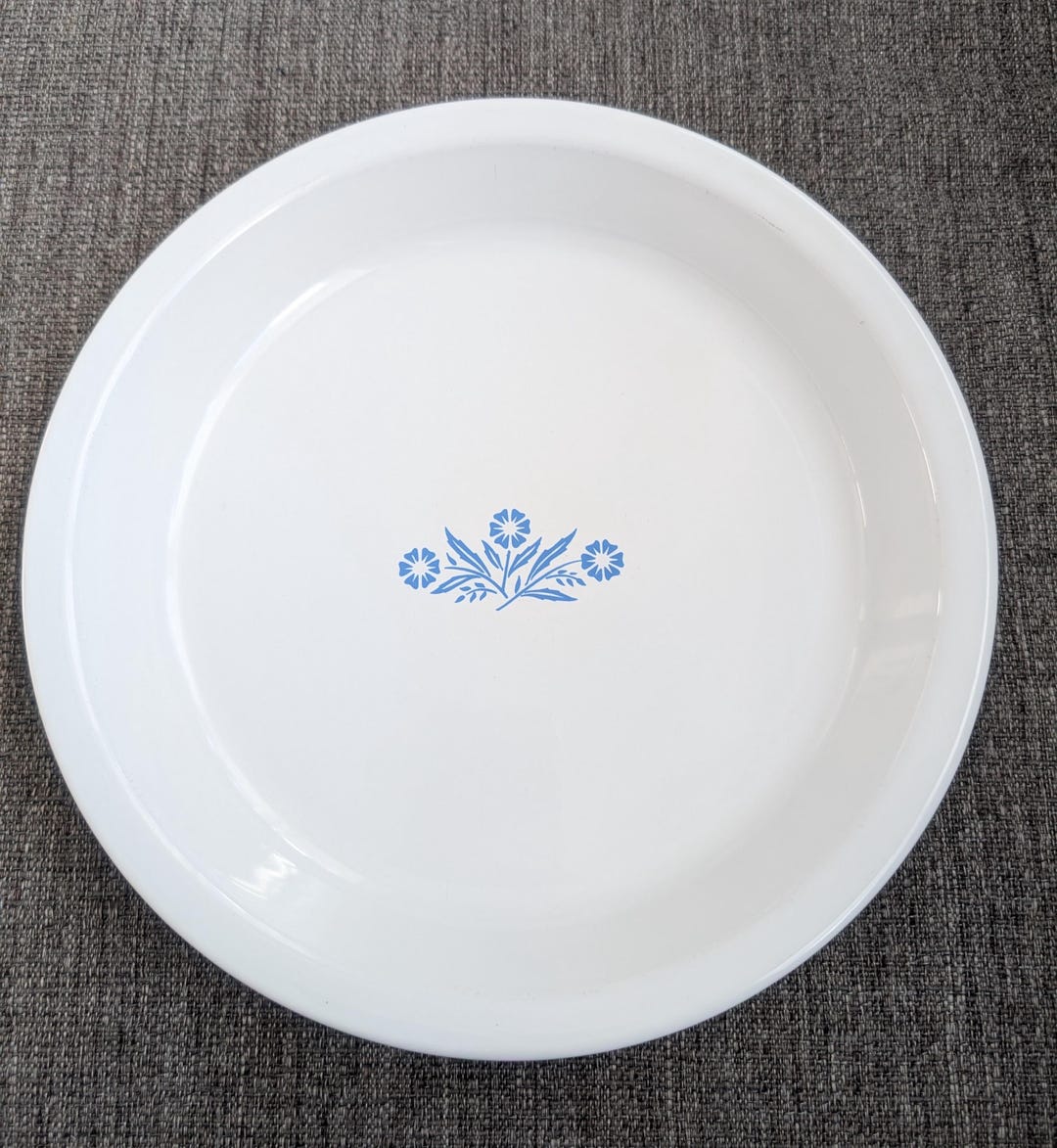 Vintage Corning Ware Round Pie Plate | Blue Cornflower Print - Etsy