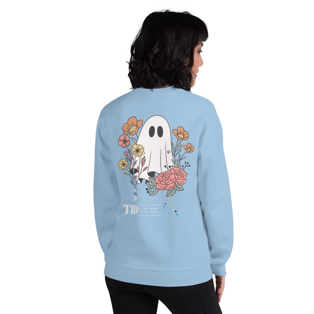 Ghost & Flowers T1D Sweatshirt - Insulin Syringes and Vials Design ...