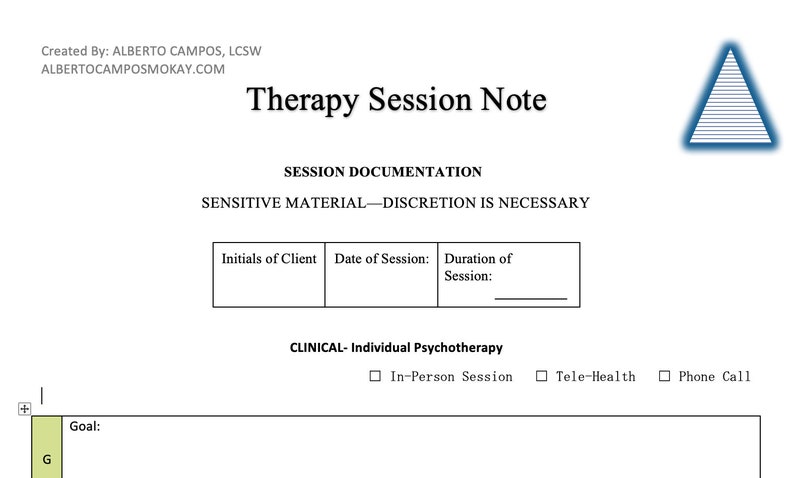 Psychotherapy Note Template - Etsy