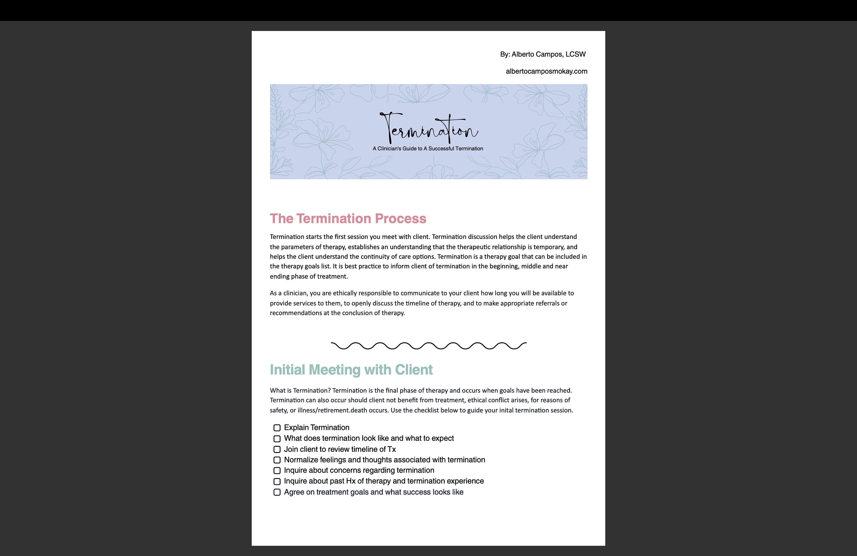 Mental Health Therapy Termination Guide - Etsy