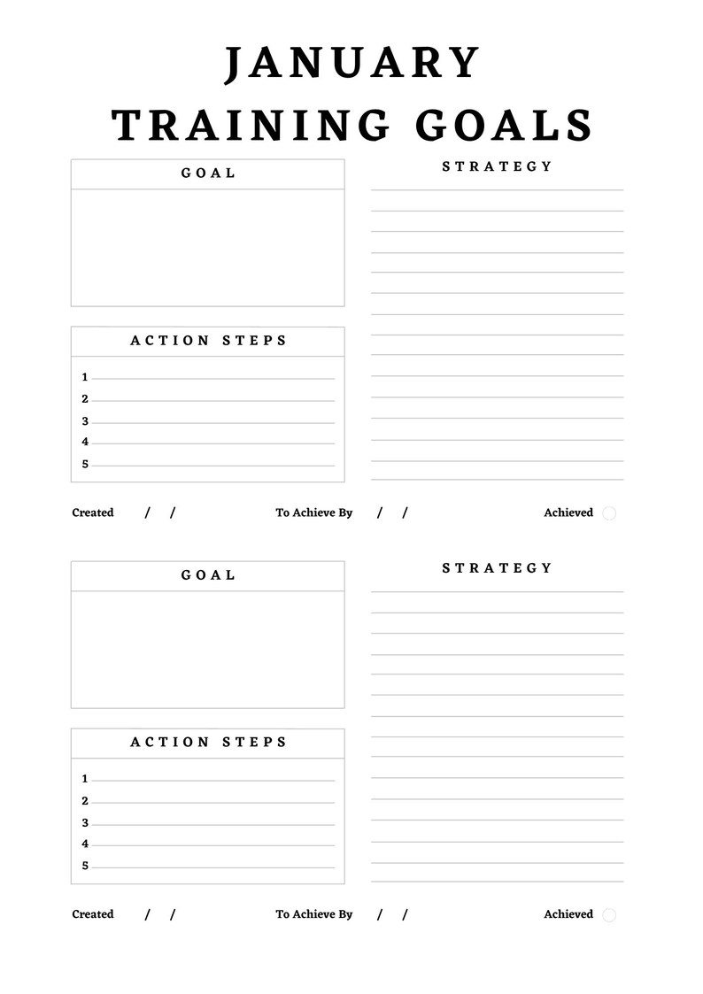Yearly Training Goals Planner - Etsy
