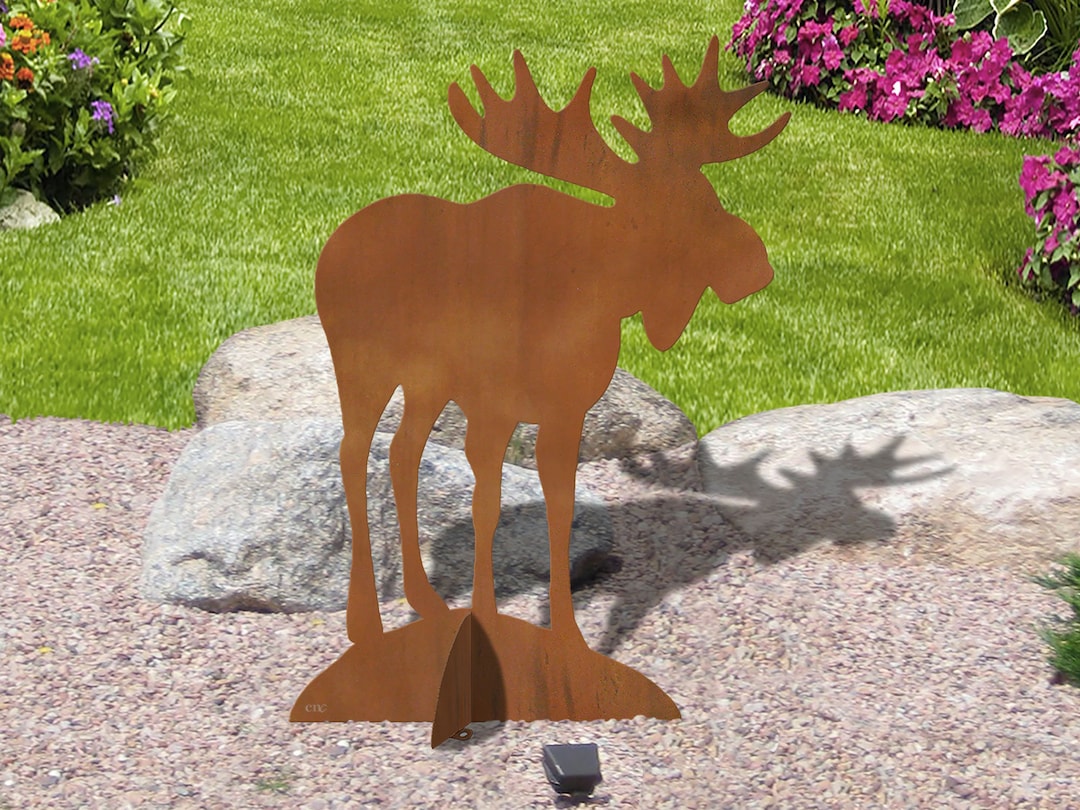 36in or 42in Tall Rust Metal Moose Sculpture: Wildlife Yard Art, Lodge ...