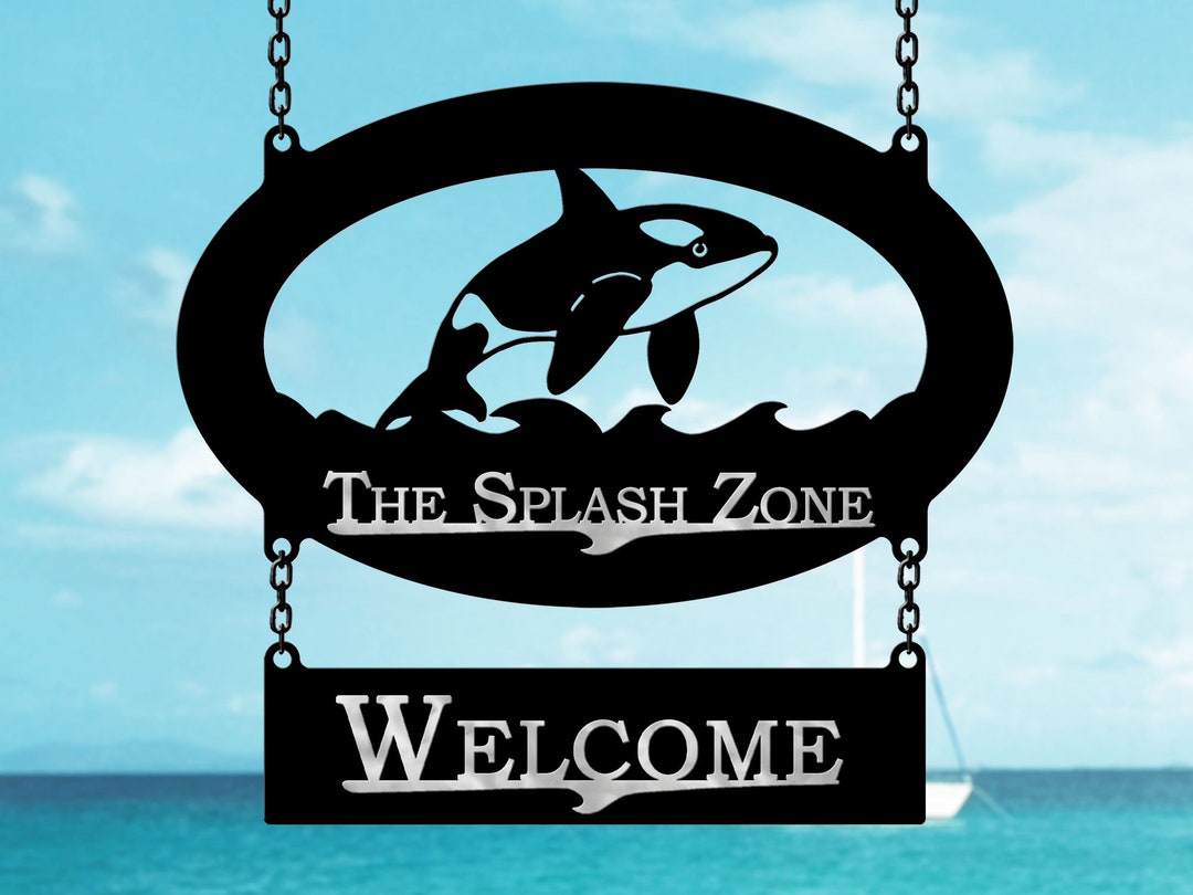 Orca - Coastal Decor - Double-sided Reflective Custom Text Hanging Sign ...