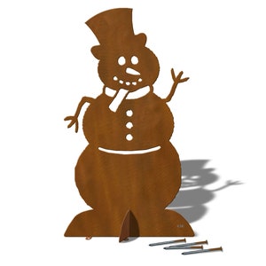 42in Tall Christmas Decoration Snowman Rust Metal Sturdy Outdoor Yard ...