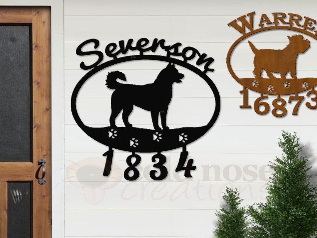 Custom Dog Breed Name and Address Sign 17in up to 40in Personalized ...
