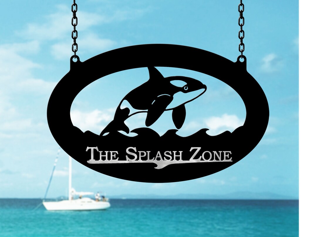 Orca - Coastal Decor - Double-sided Reflective Custom Text Hanging Sign ...