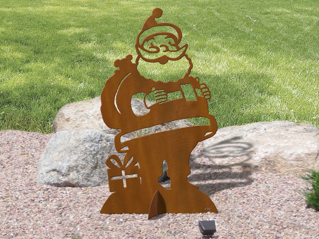 42in Tall Christmas Decoration Santa Clause Rust Metal Sturdy Outdoor ...