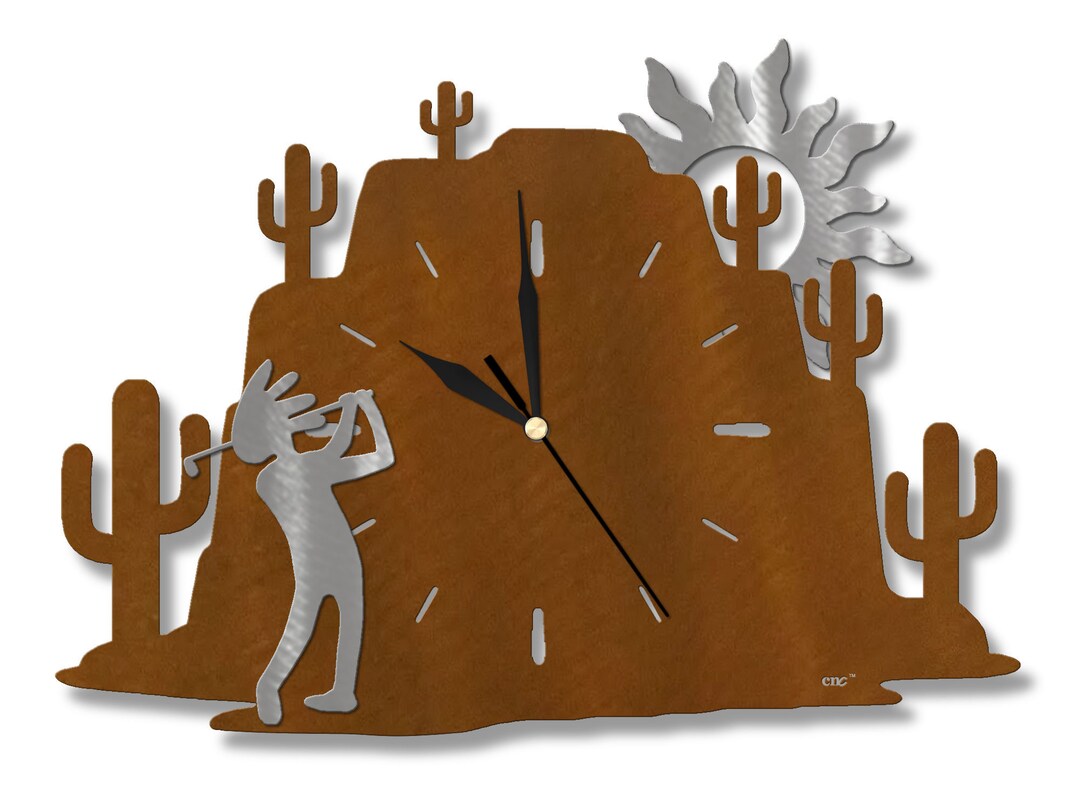 Sonoran Desert Mountain 15in Metal Wall Clock Kokopelli Golfer - Etsy