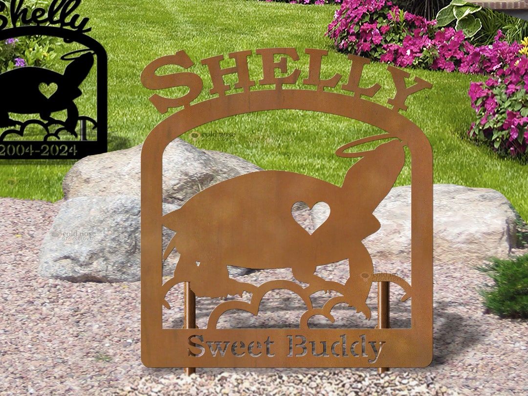 Personalized Turtle Memorial: Rust or Black Metal Garden Plaque ...