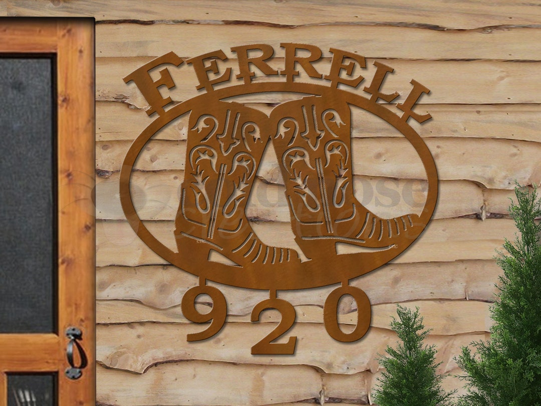 Western Cowboy Boots Personalized Address Name And/or Number Sign for ...