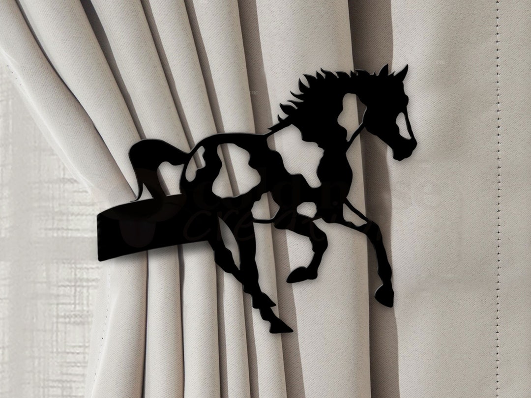 Western Theme Running Paint Horse Individual Drapery Holdback Metal ...
