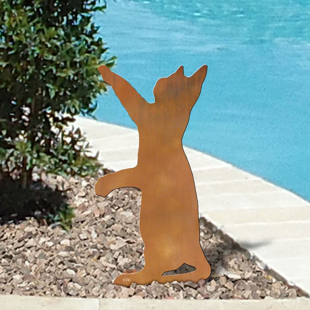 Cat Theme Reaching Kitty 18in Rust Metal Outdoor Garden Art Silhouette ...